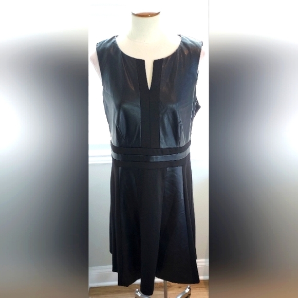 Worthington | Dresses | Worthington Black Partial Faux Leather Dress ...